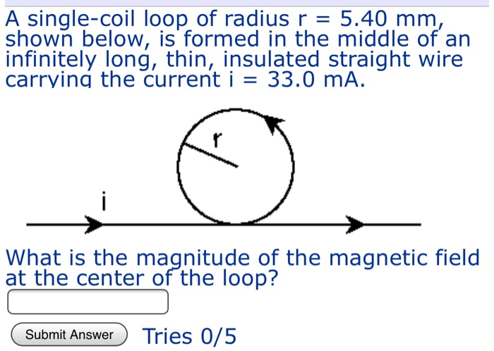 Solved A single-coil loop of radius r = 5.40 mm, shown | Chegg.com