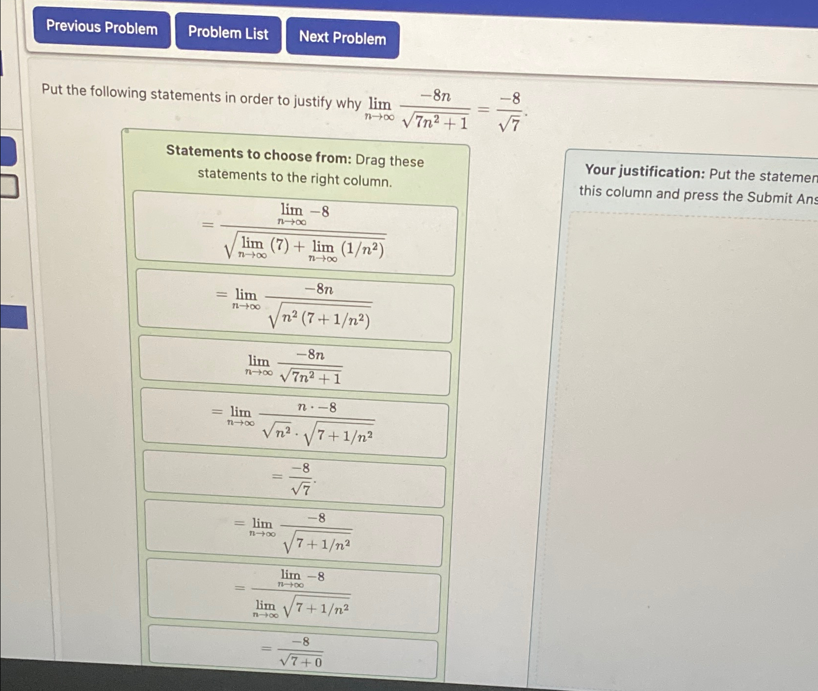 Solved Put the following statements in order to justify why | Chegg.com
