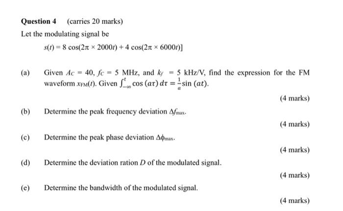 Solved Let the modulating signal be | Chegg.com