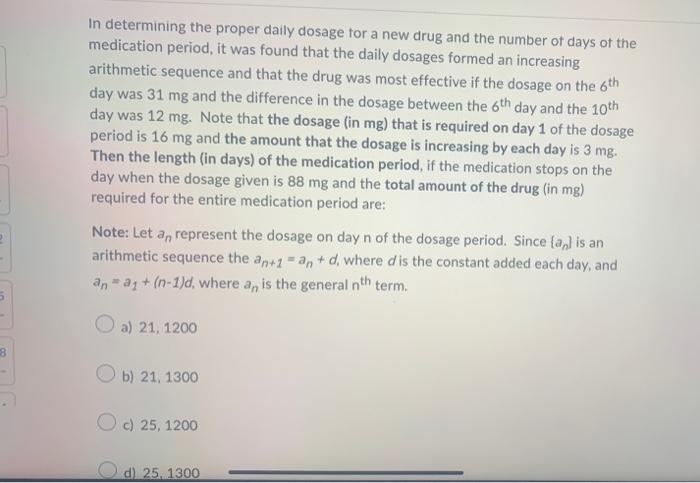 Solved In determining the proper daily dosage tor a new drug | Chegg.com