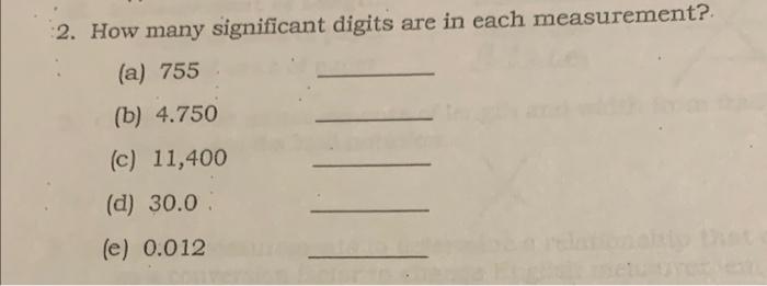 Solved 2. How many significant digits are in each | Chegg.com
