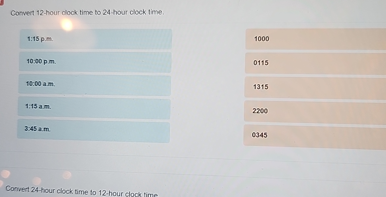 Solved Convert 12 -hour clock time to 24 -hour clock | Chegg.com