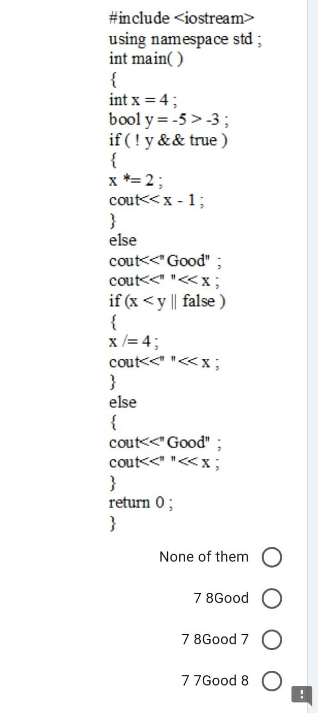 Solved #include using namespace std; int main() { int x = | Chegg.com