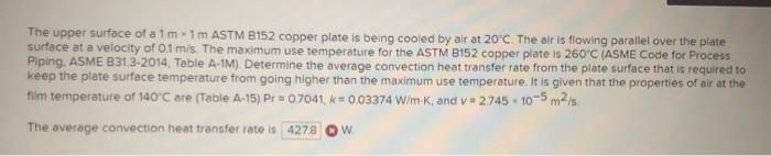 Solved The upper surface of a lim 1m ASTM B152 copper plate | Chegg.com