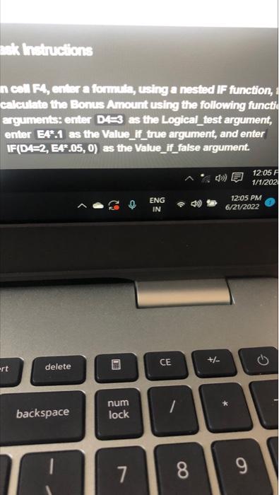 Solved ask Instructions n cell F4, enter a formula, using a | Chegg.com