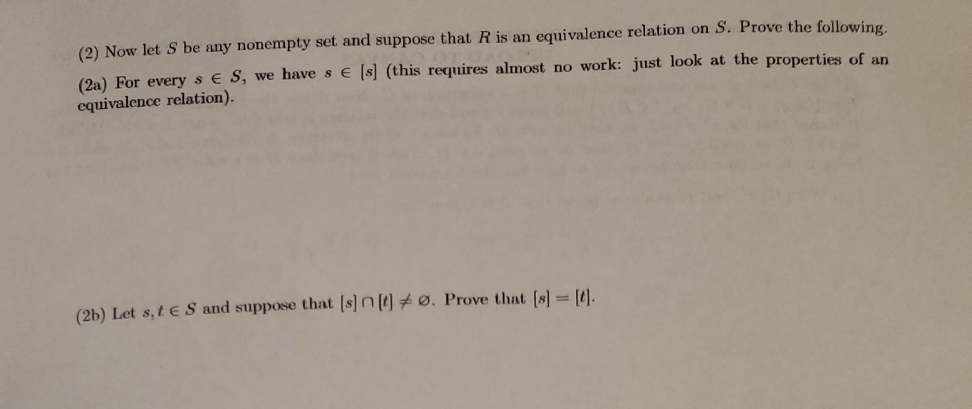 Solved 2 Now Let S Be Any Nonempty Set And Suppose That R 