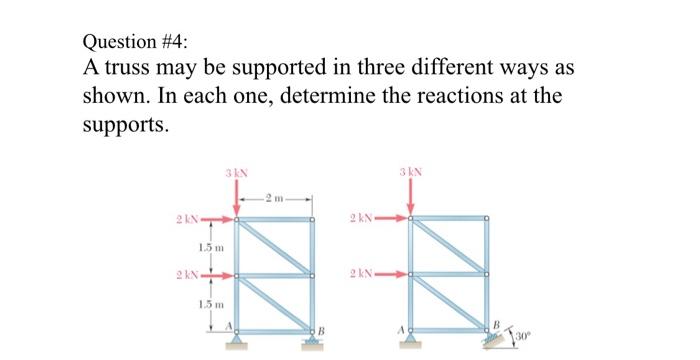 Solved Question \#4: A truss may be supported in three | Chegg.com
