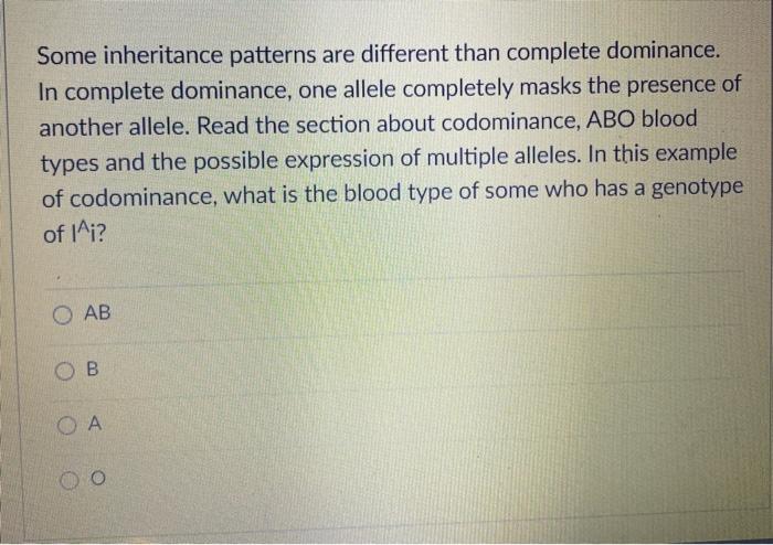 Solved Some inheritance patterns are different than complete | Chegg.com