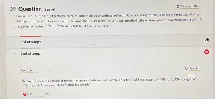 Solved Uranium-lead (UPb) dating of geological samples is | Chegg.com