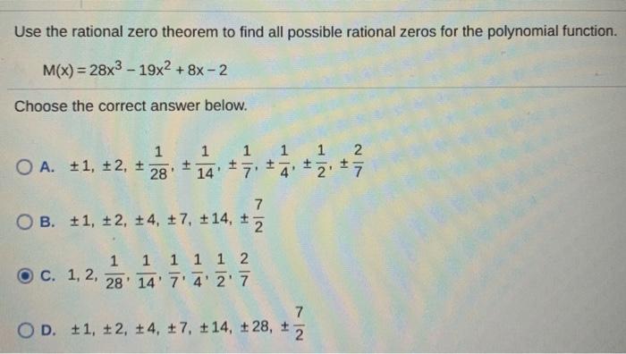 Solved Use the rational zero theorem to find all possible | Chegg.com