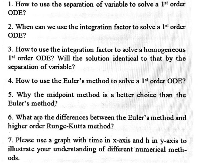 Solved 1. How to use the separation of variable to solve a | Chegg.com