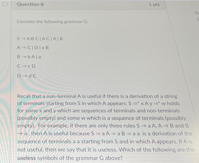 Solved Consider the following grammar G: | Chegg.com