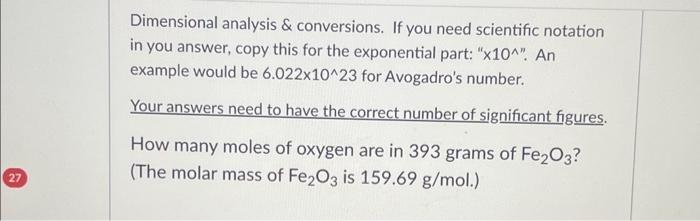 Solved Dimensional analysis \& conversions. If you need | Chegg.com