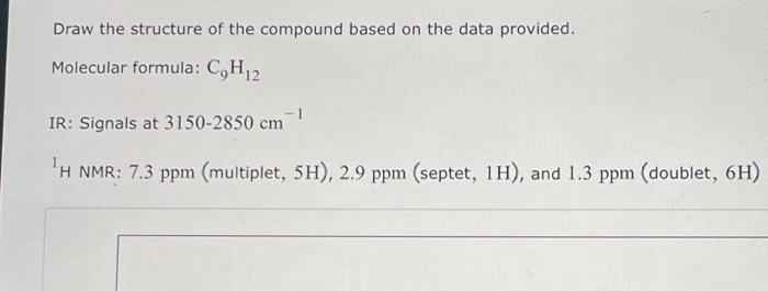 Solved Draw the structure of the compound based on the data | Chegg.com