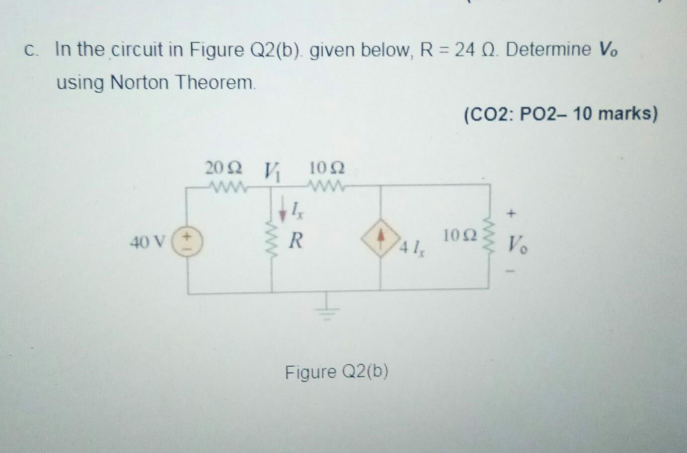 Solved C. In the circuit in Figure Q2(b). given below, R = | Chegg.com