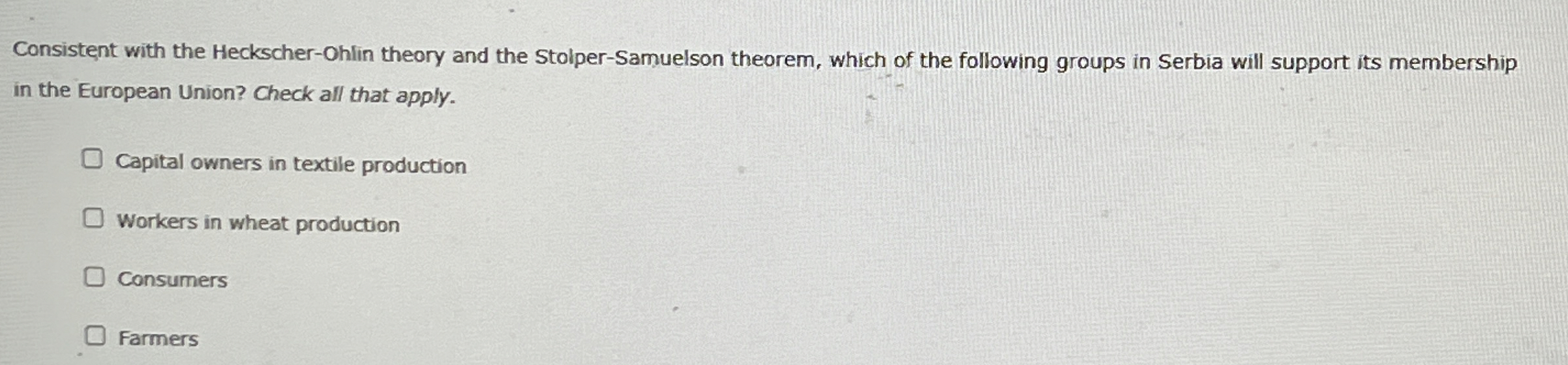 Solved Consistent with the Heckscher-Ohlin theory and the | Chegg.com