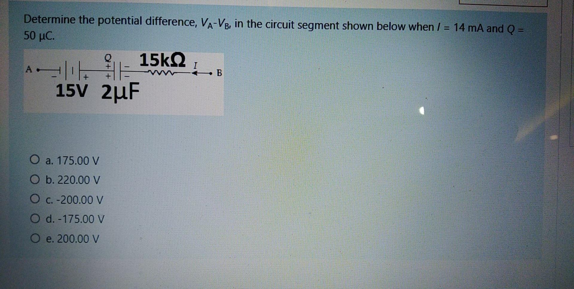 Solved Determine the potential difference, VA-VB, in the | Chegg.com