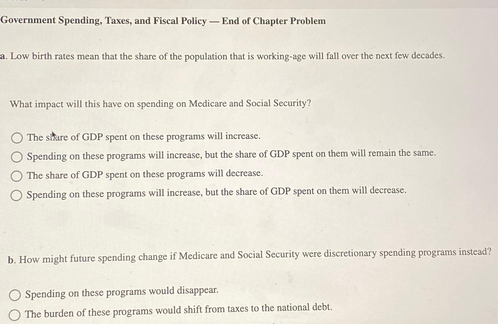 Solved Government Spending, Taxes, and Fiscal Policy — ﻿End | Chegg.com