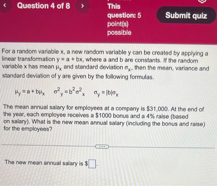 Solved For a random variable x, a new random variable y can | Chegg.com