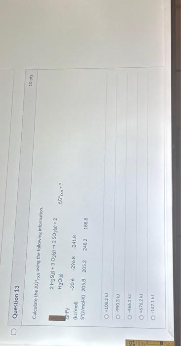 Calculate the ΔG∘ inn using the following | Chegg.com