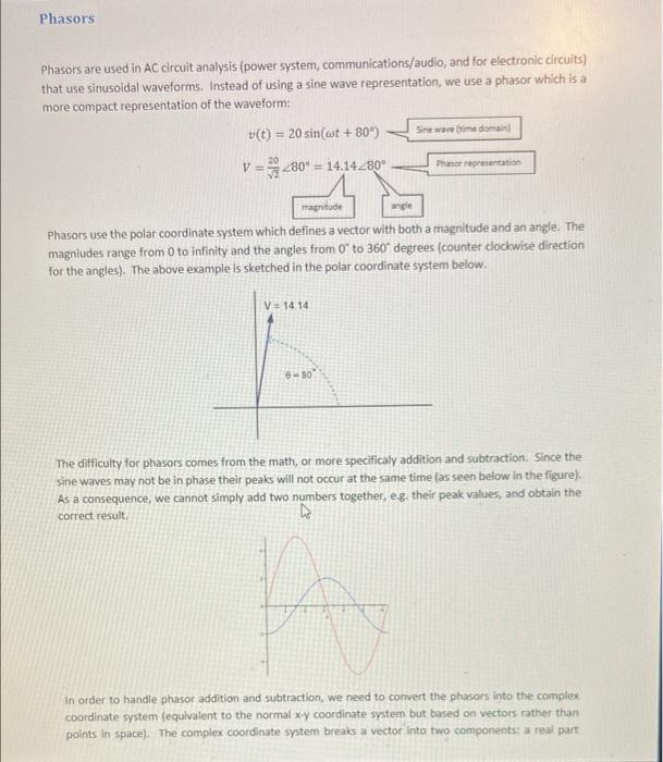 Solved Lab 1 Phasors: User Input, Error Conditions, and Math | Chegg.com
