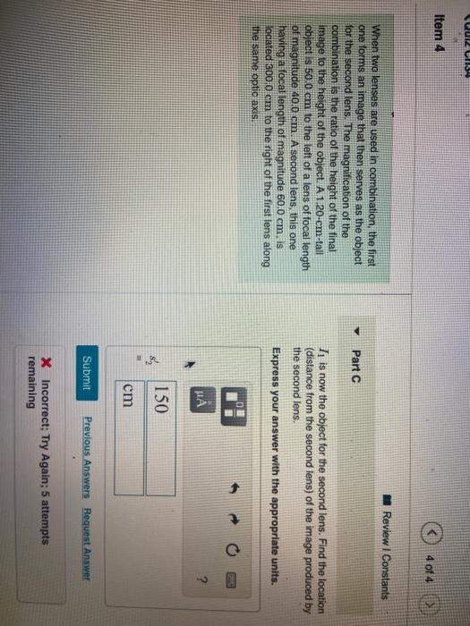 Solved Item 4 4 of 4 Review 1 Constants Part B When two | Chegg.com