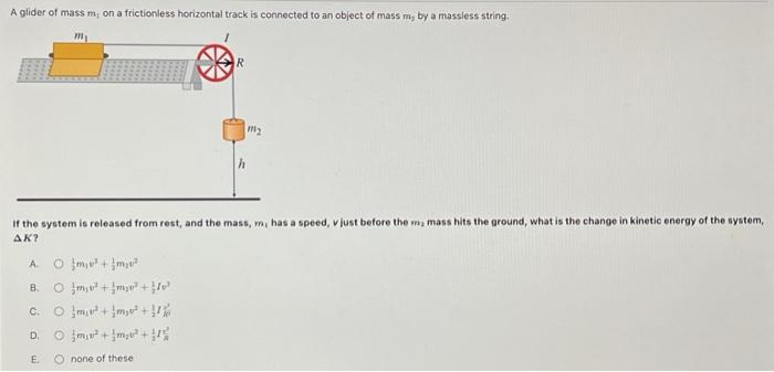 Solved A glider of mass m1 on a frictionless horizontal | Chegg.com