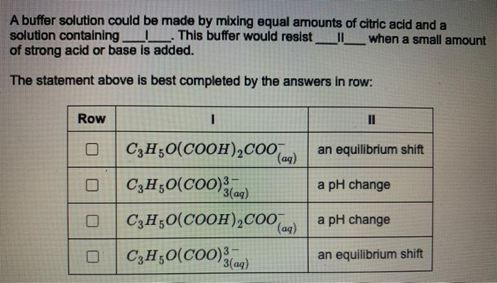 Solved A buffer solution could be made by mixing equal | Chegg.com
