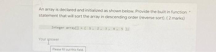 Solved An array is declared and initialized as shown below. | Chegg.com