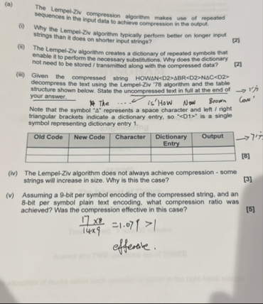 (a) ﻿The Lempel-Ziv compression algorithm makes use | Chegg.com