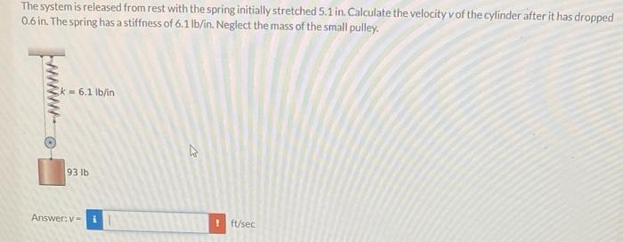 Solved The system is released from rest with the spring | Chegg.com