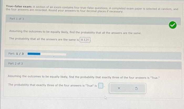 Solved True-false exam: A section of an exam contains four | Chegg.com
