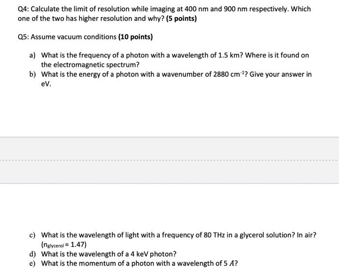 Solved Q4: Calculate the limit of resolution while imaging | Chegg.com