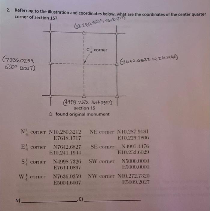 Solved 2. Referring to the illustration and coordinates | Chegg.com