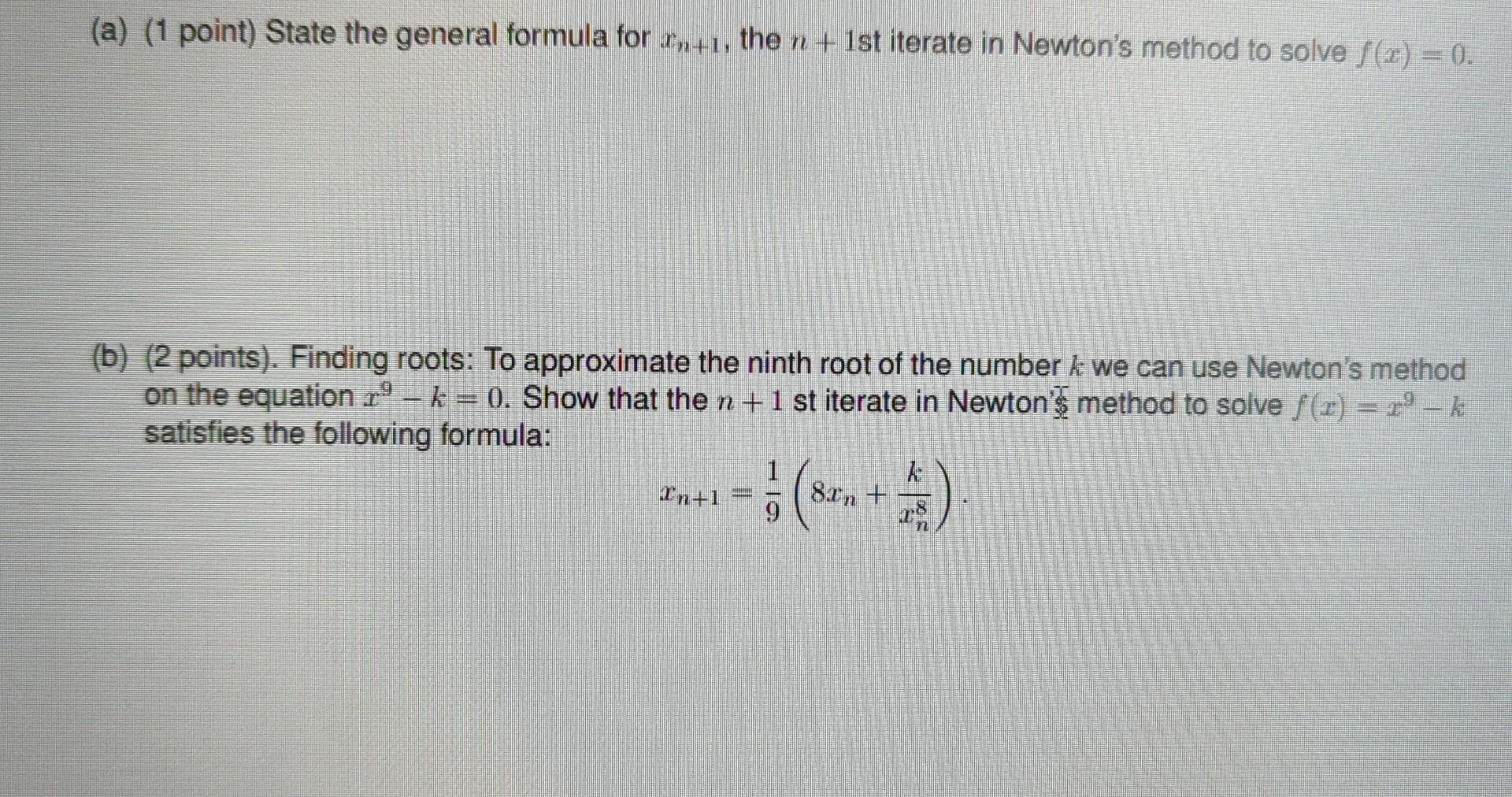Solved (c) (2 points) Use the formula in part (b) to | Chegg.com