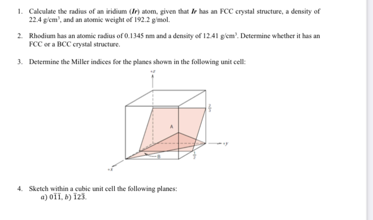 Solved Calculate the radius of an iridium (Ir) ﻿atom, given | Chegg.com