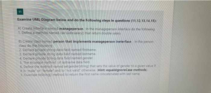 Solved 11 Examine UML Diagram below and do the following | Chegg.com