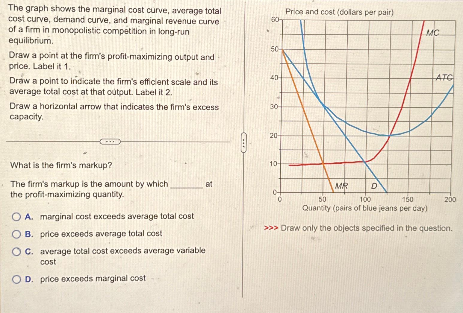 Solved The graph shows the marginal cost curve, average | Chegg.com