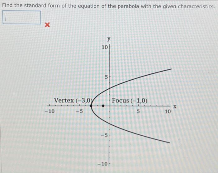 Solved Find the standard form of the equation of the | Chegg.com