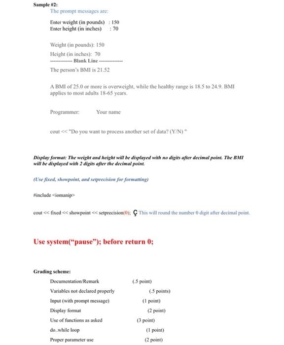 Solved Assignment: Body Mass Index (Project name) Create a | Chegg.com