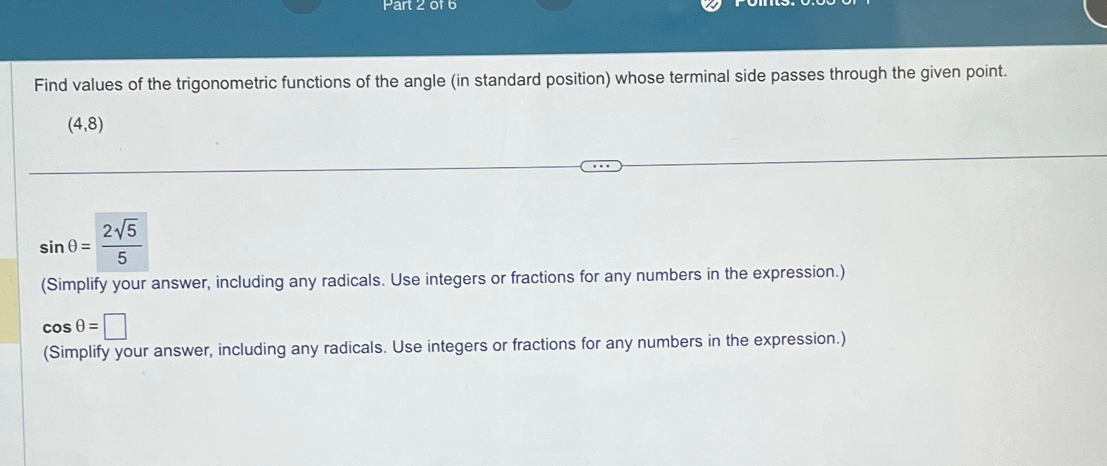 Solved Find values of the trigonometric functions of the | Chegg.com