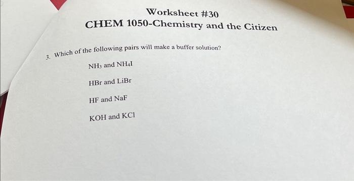Solved 3. Which of the following pairs will make a buffer | Chegg.com
