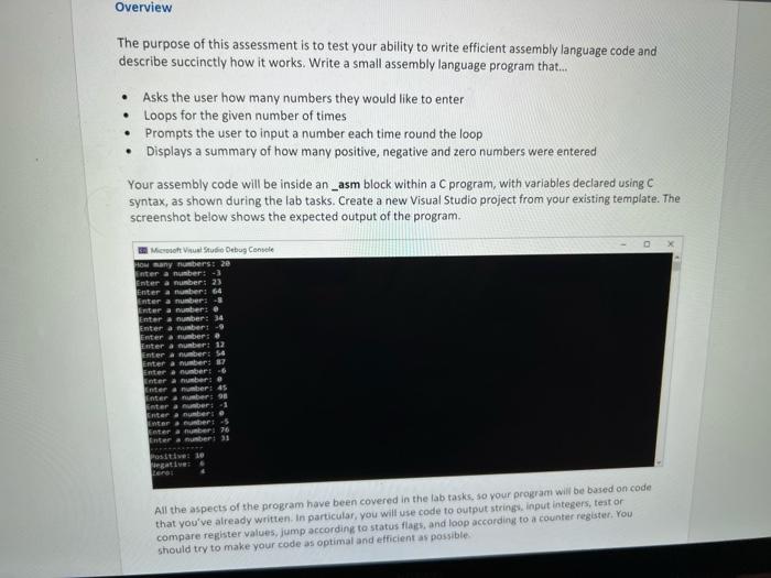Solved Overview The purpose of this assessment is to test | Chegg.com