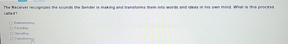 Solved The Receiver recognizes the sounds the Sender is | Chegg.com