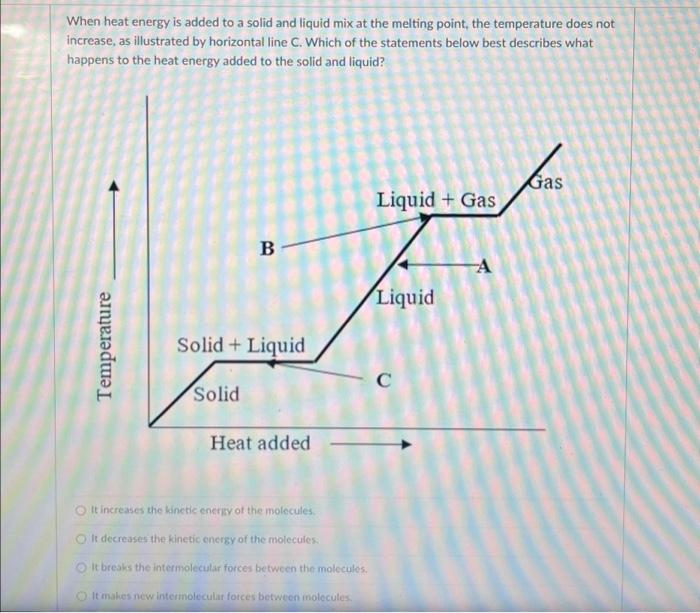 Solved When heat energy is added to a solid and liquid mix | Chegg.com