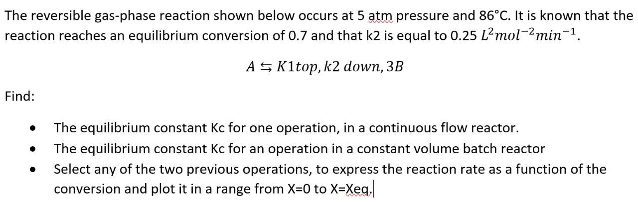 Solved The reversible gas-phase reaction shown below occurs | Chegg.com