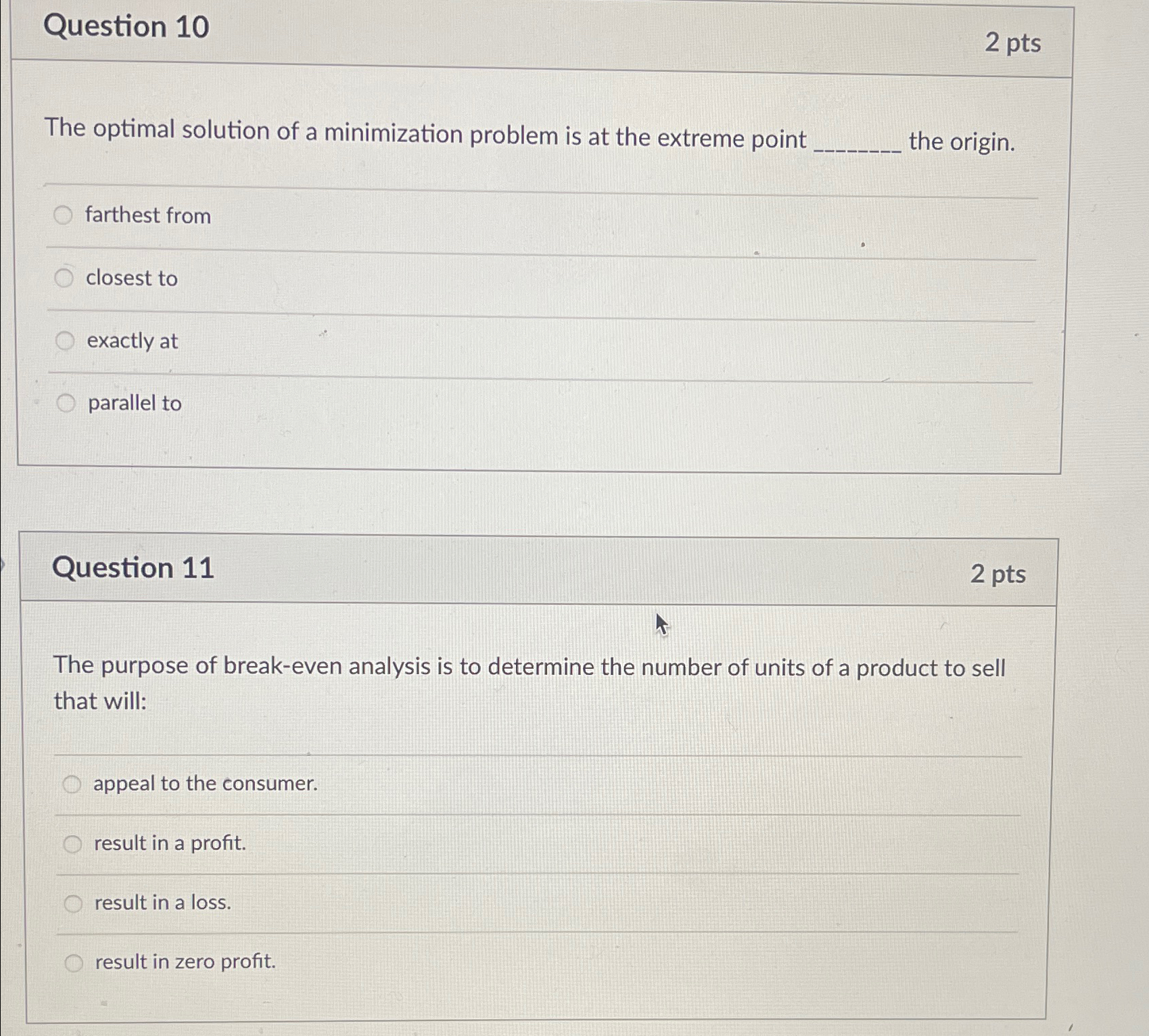 Solved Question 10The optimal solution of a minimization | Chegg.com