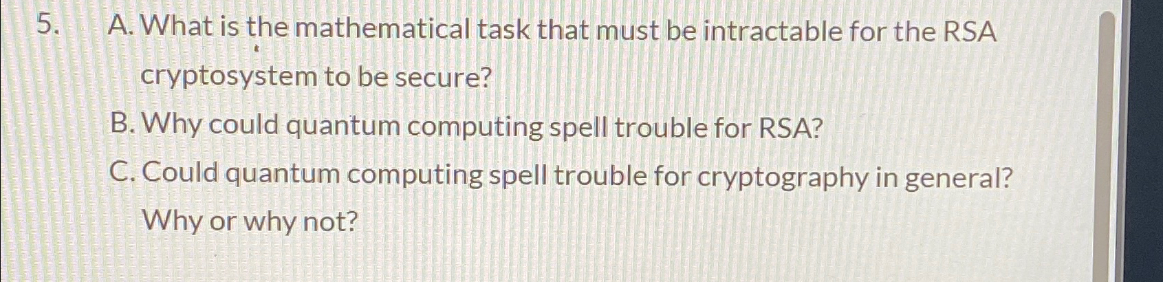 Solved A. ﻿What is the mathematical task that must be | Chegg.com