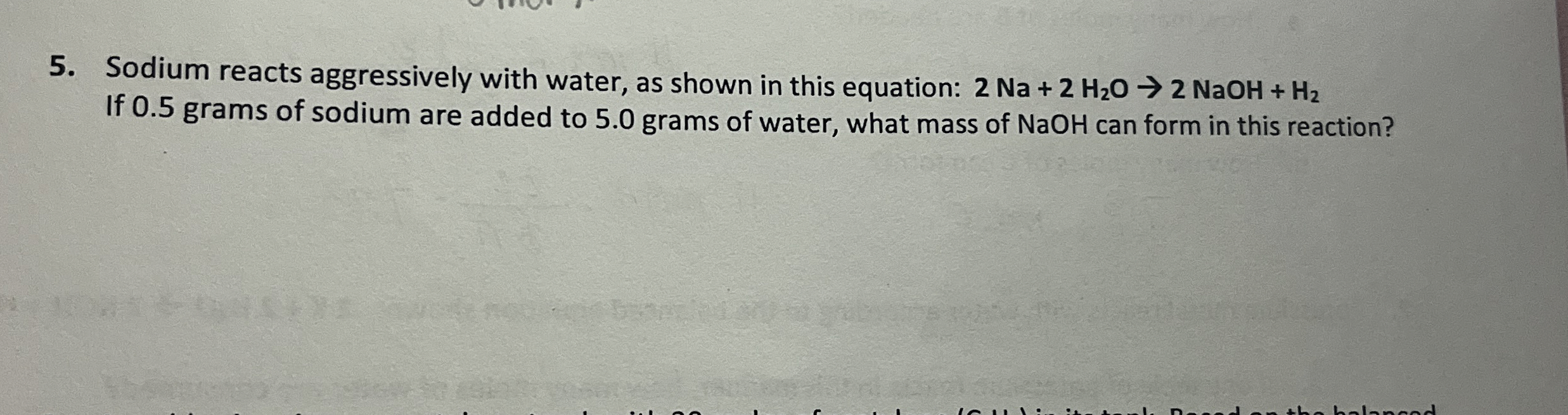 Solved Sodium reacts aggressively with water, as shown in | Chegg.com