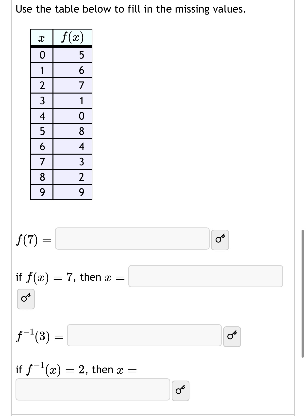 Solved Use the table below to fill in the missing values. | Chegg.com